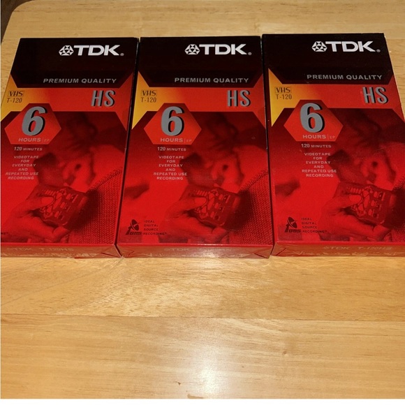 TDK | Media | Tdk T2 Premium Quality Hs 6 Hour Vhs Tape New Sealed Lot Of 3 | Poshmark
